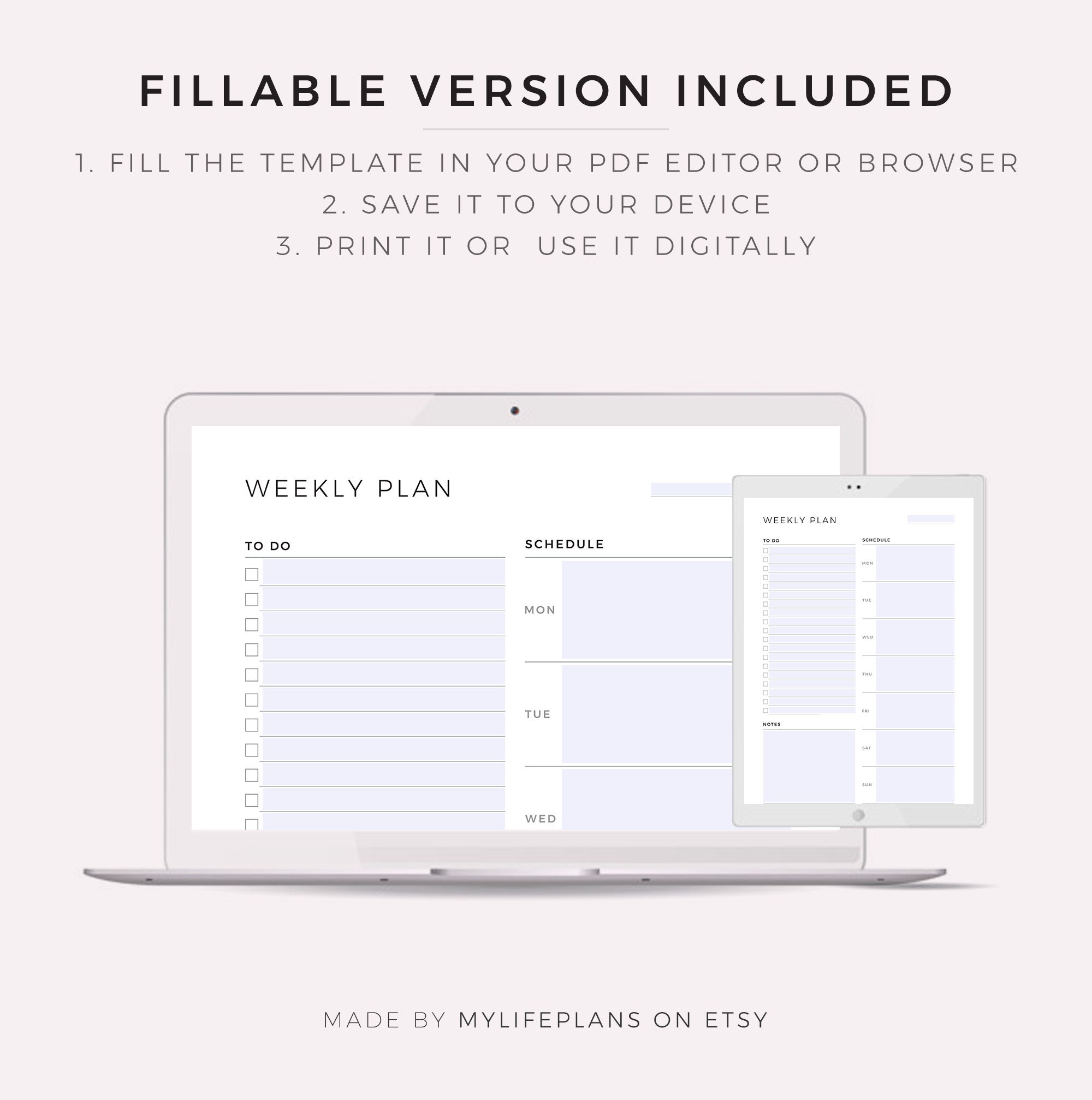 Weekly to Do List Printable Minimalist Weekly Planner Weekly - Etsy