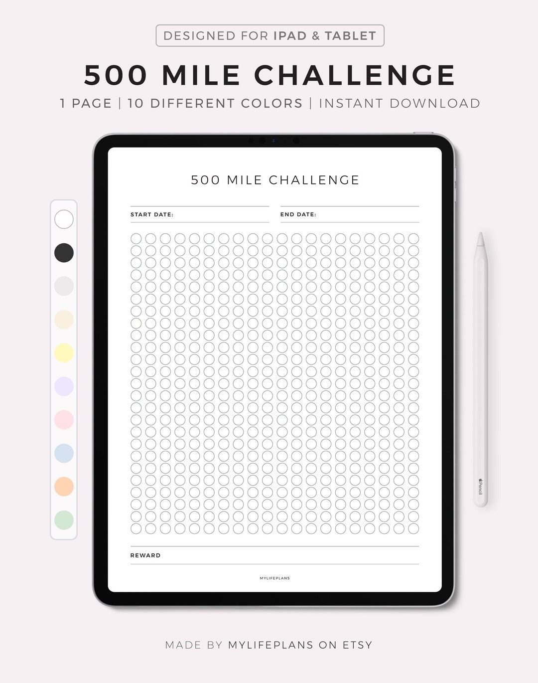 500 Mile Running or Walking Challenge, Workout Challenge, Exercise ...