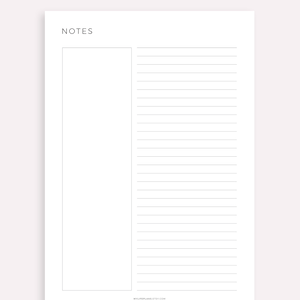 Printable Notes Page, Notes Template, Note Taking, Writing Paper, Notes ...