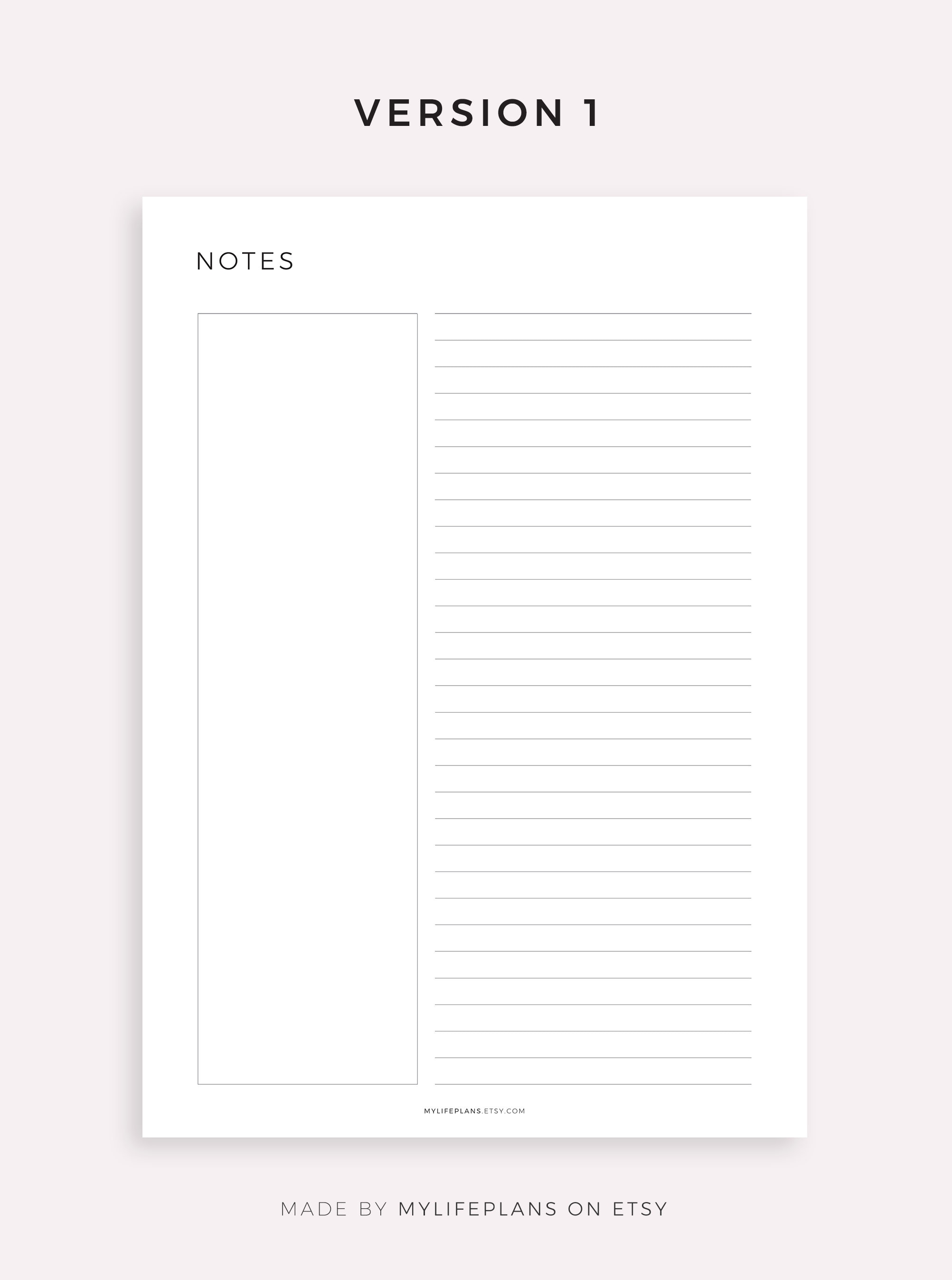 Printable Notes Page Notes Template Note Taking Writing - Etsy