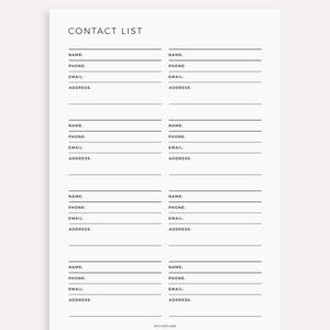 Contacts List Template for Remarkable Paper Pro, Instant Download - Etsy