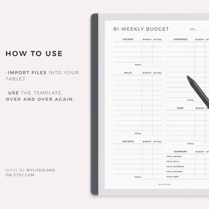 Bi-weekly Budget Planner for Remarkable 2, Budget Template, Budget by ...