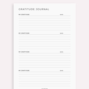 Simple Gratitude Journal Template, Gratitude Notebook, Gratitude Diary ...