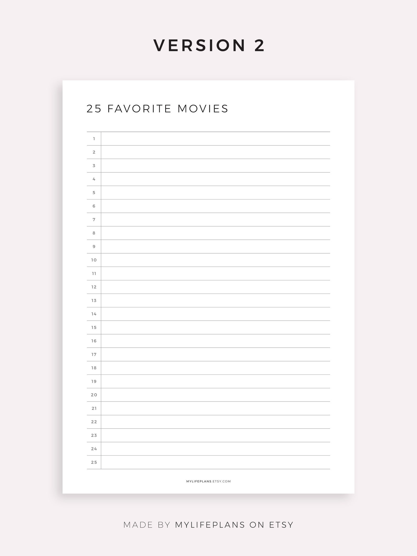 My Favorite Movies List, Best Movies I've Watched, Movie Ranking, A4/a5 ...