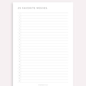 My Favorite Movies List, Best Movies I've Watched, Movie Ranking, A4/a5 ...