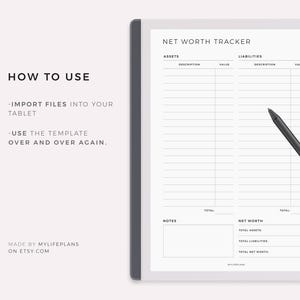 Net Worth Tracker for Remarkable 2, Asset and Liability Balance Sheet ...