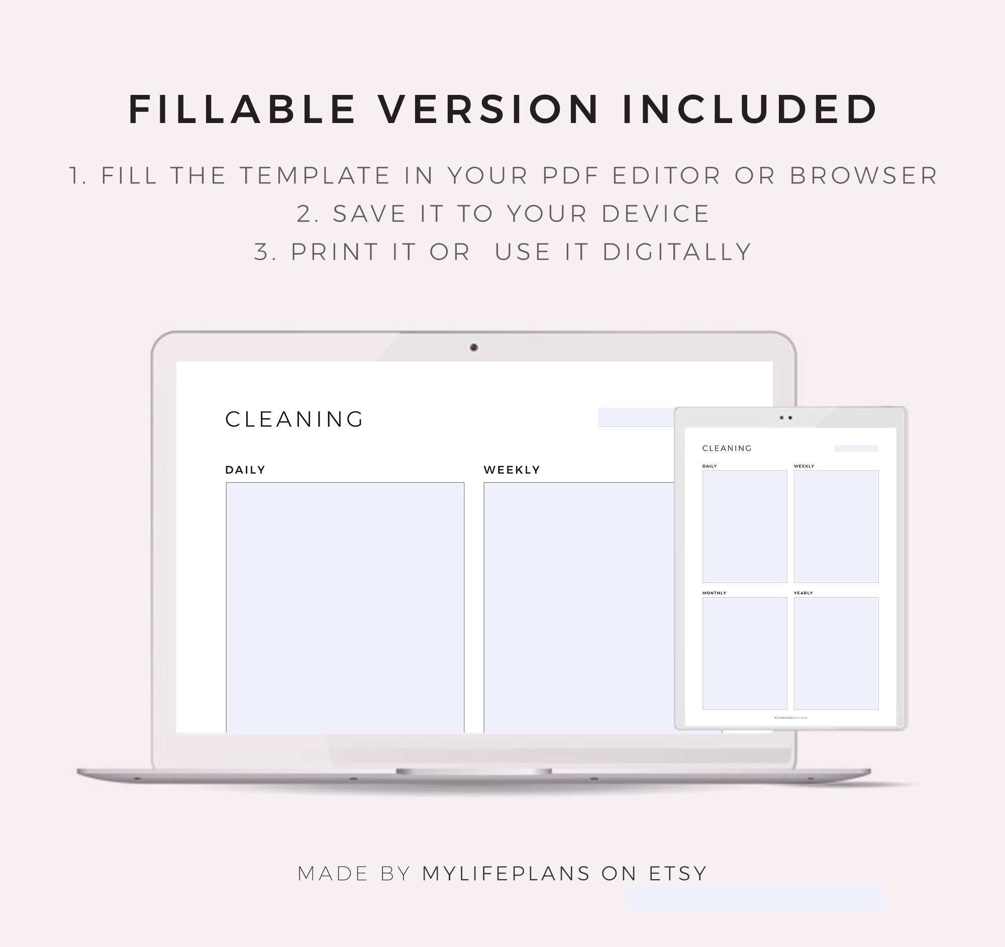 Simple Cleaning Planner Printable Home or Office Cleaning - Etsy