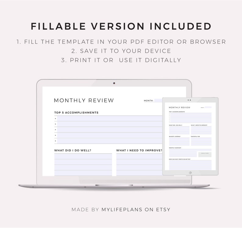 Monthly Review Monthly Reflection Monthly Evaluation Etsy