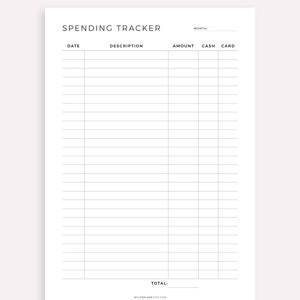 Spending Tracker Printable, Expense Tracker, Budget Template, Financial ...