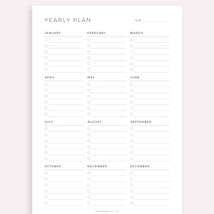 Yearly Tasks, Yearly to Do List, Yearly Planner, Annual Planner ...