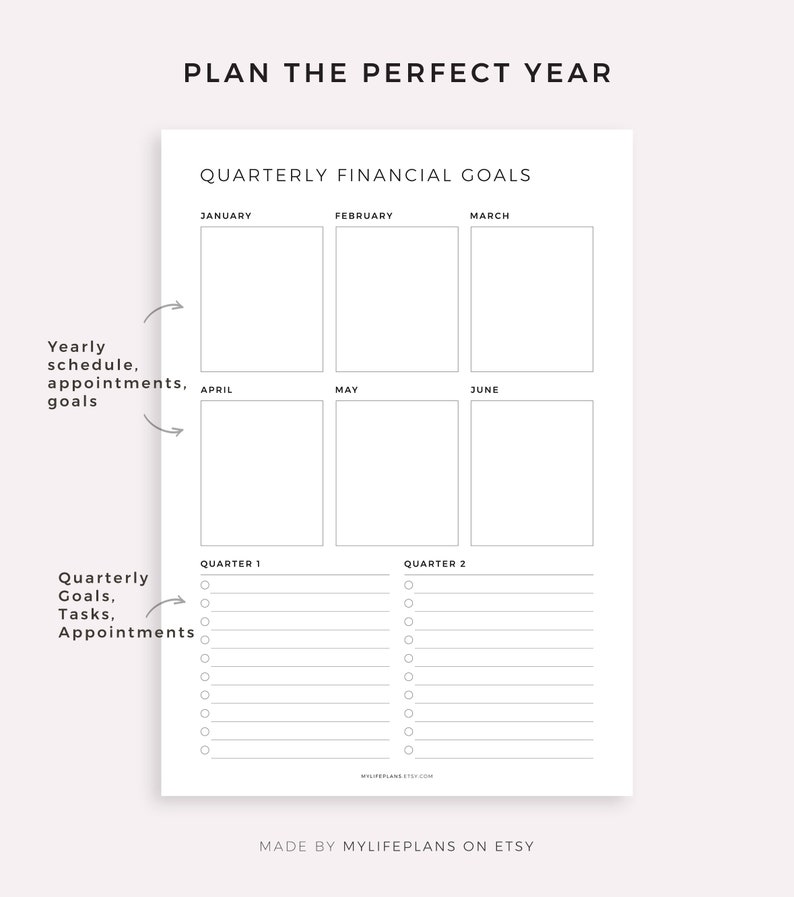 Quarterly Financial Goals Financial Goals Goal Setting Goal - Etsy