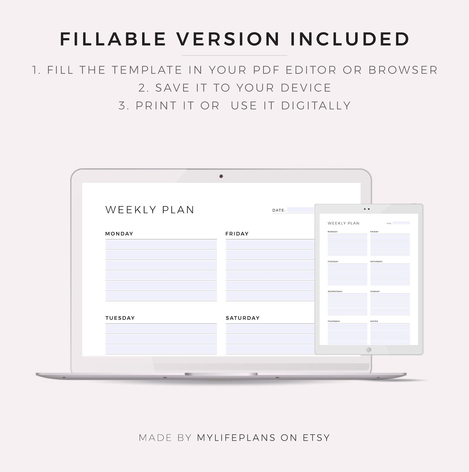 Weekly Organizer, Weekly Schedule, Weekly Planner Printable to Do List ...
