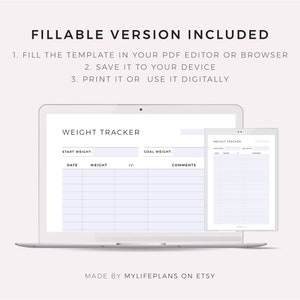 Simple Weight Tracker Printable, Weight Log Template, Weight Loss ...