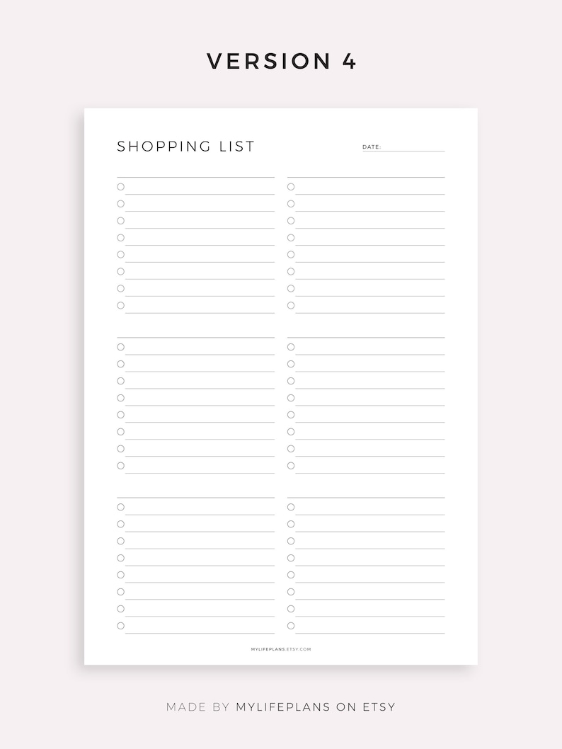 Printable Shopping List Template, to Buy List, Item Checklist, Shopping ...