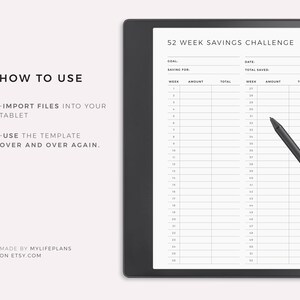 52 Week Savings Challenge for Kindle Scribe, Yearly Saving Plan ...