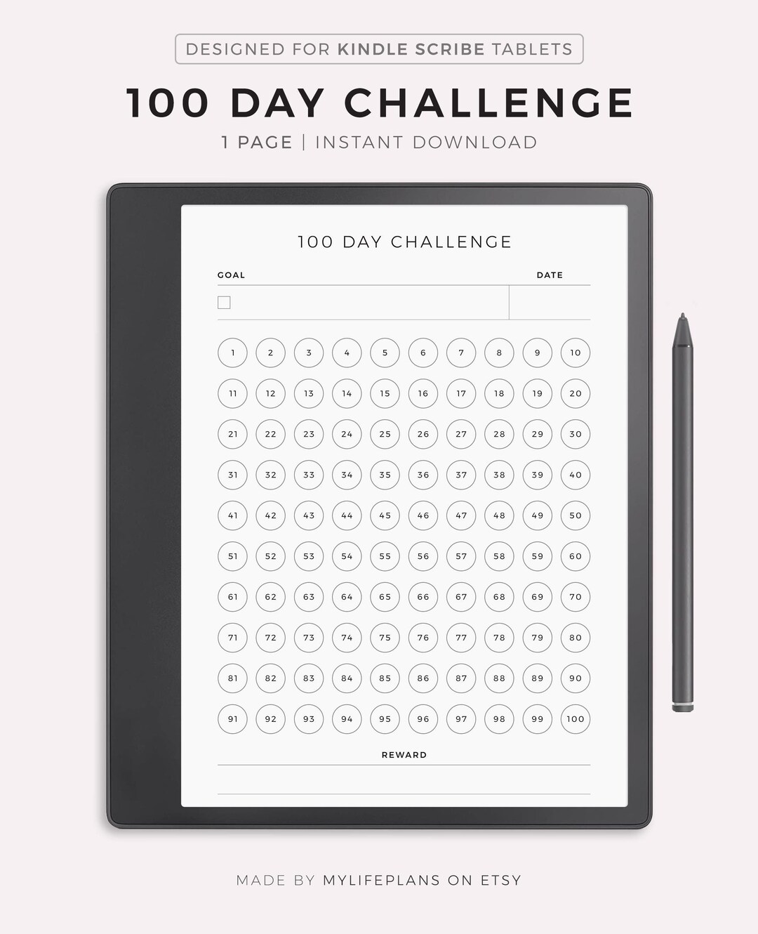 100 Day Challenge, Goal Setting, Progress Tracker, Habit Forming ...