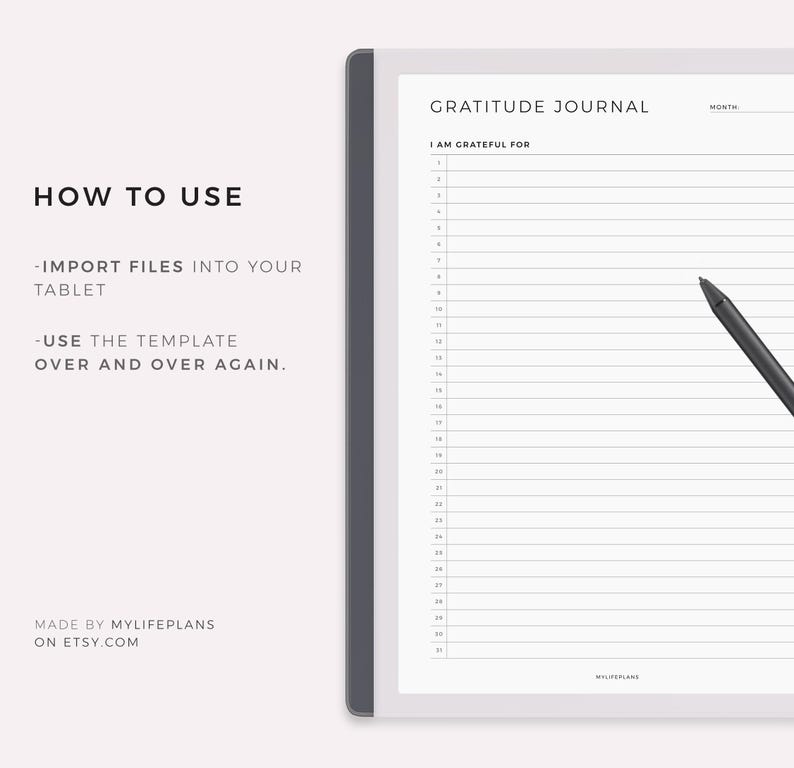 30 Days of Gratitude Template, Daily Gratitude Journal, Gratitude Log ...