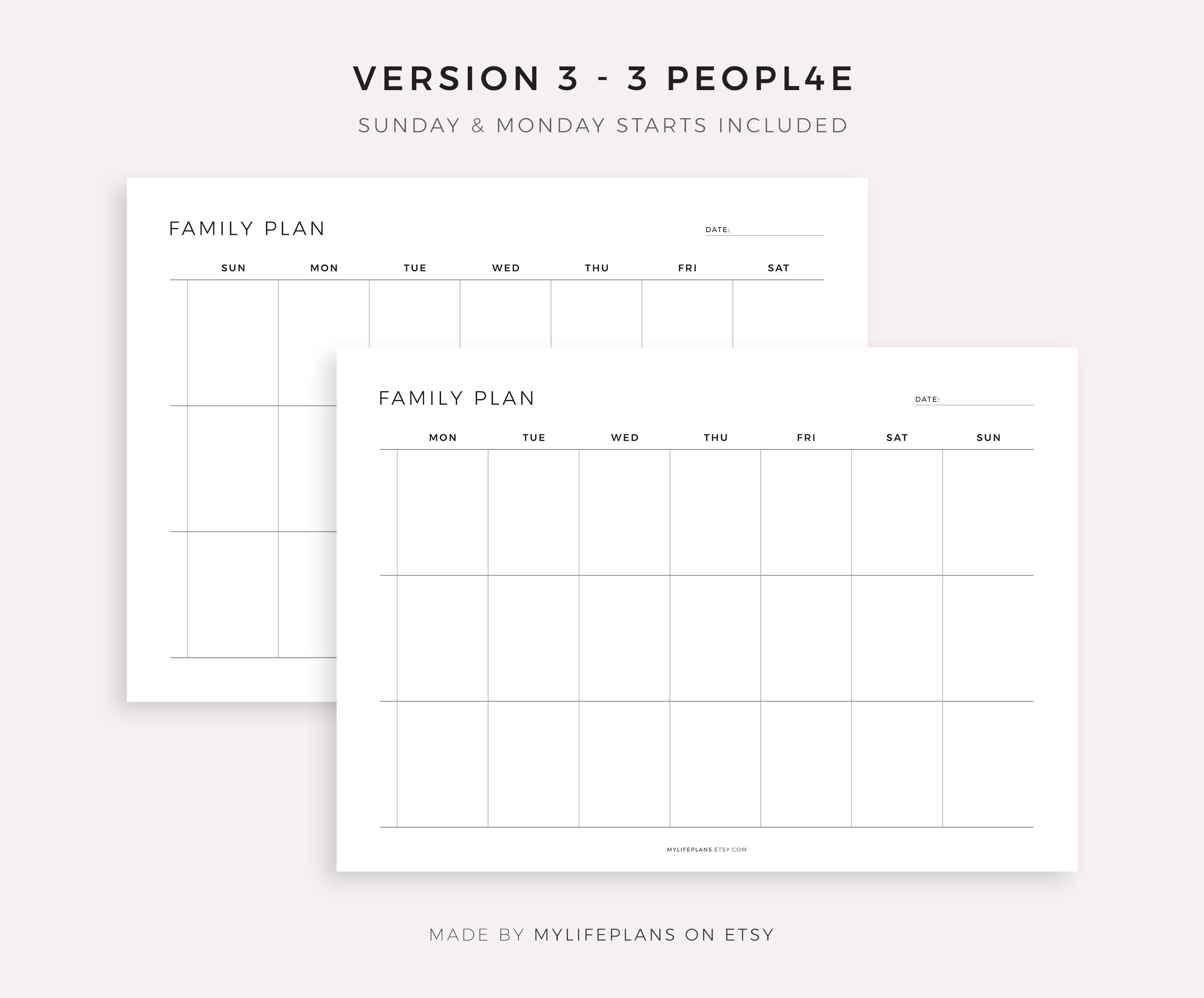 Family Weekly Planner Printable Landscape Family Schedule - Etsy