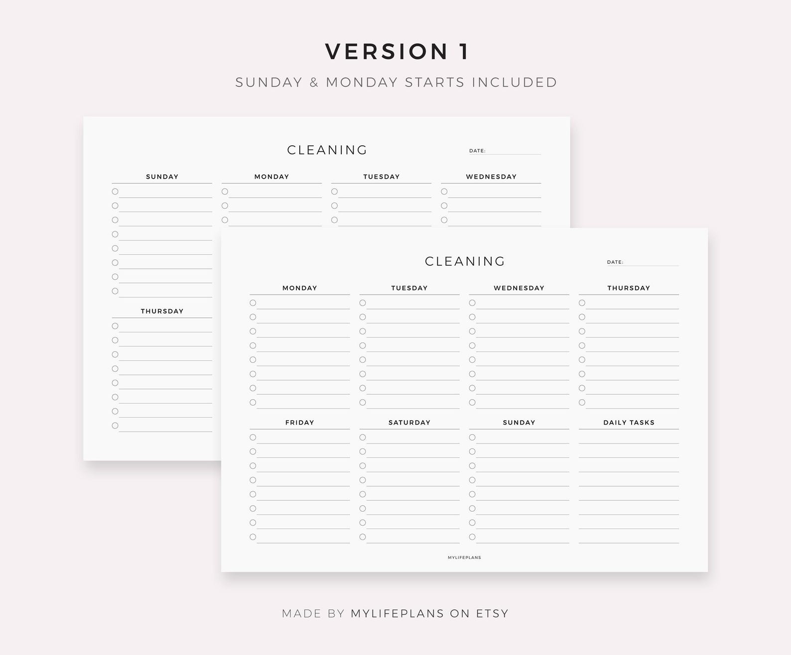 Weekly Cleaning Checklist, Landscape, Compatible With Boox Note Series ...