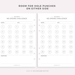 30 Day No Spending Challenge, Money Saving Challenge, Savings Tracker ...