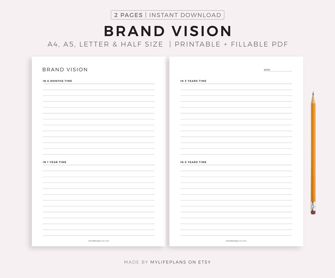 Brand Vision Planner Printable Well-written Brand Vision Should Be the ...