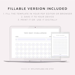 100 Day Challenge, Goal Setting, Progress Tracker, Habit Forming, A4/a5 ...