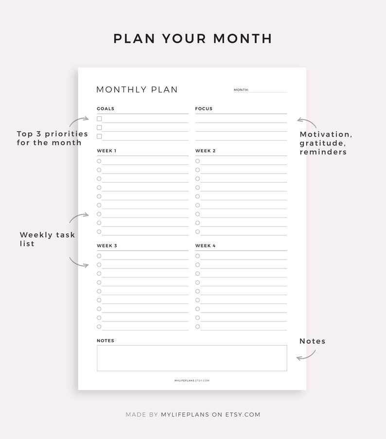 Monthly Planning Printable To Do List Template Task List Etsy