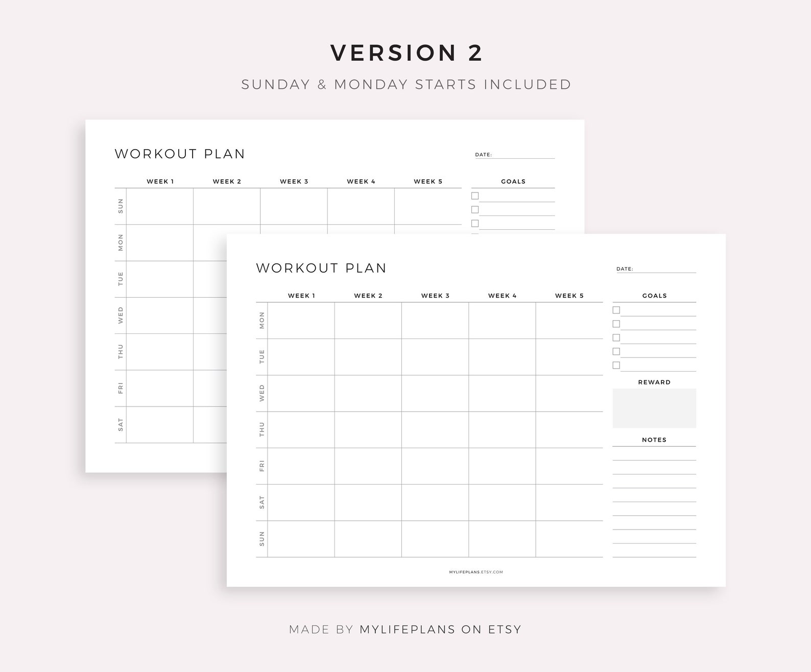 Monthly Workout Planner Printable Landscape, 30 Days Fitness Planner ...