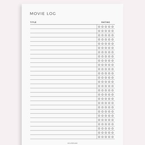 Movie Log Template for Remarkable Paper Pro, Instant Download - Etsy