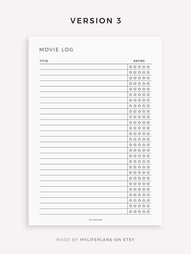 Movie Log Template for Remarkable Paper Pro, Instant Download - Etsy