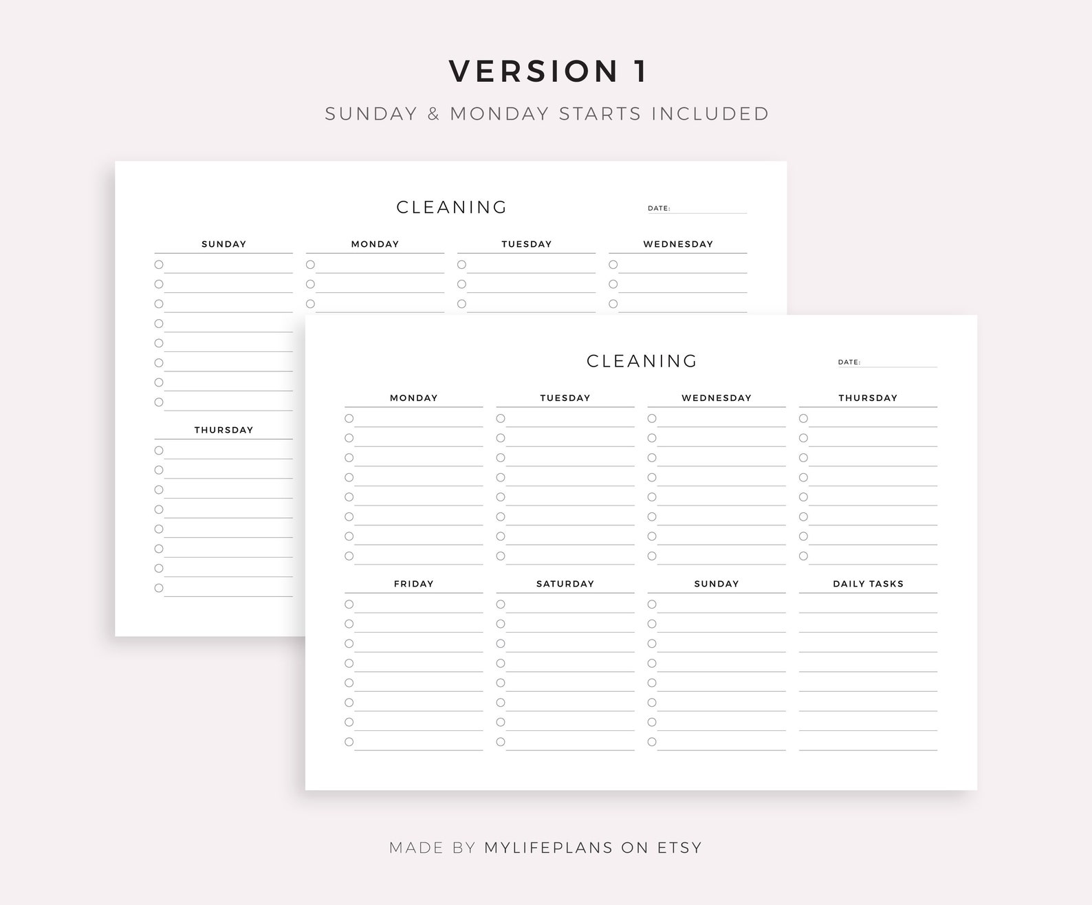 Weekly Cleaning Checklist Printable Landscape, Cleaning to Do List ...