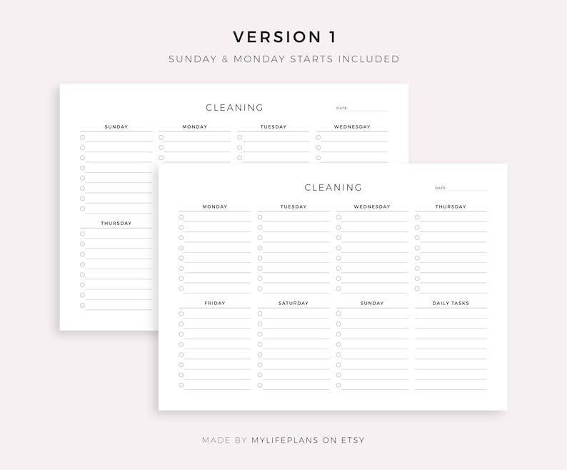 Weekly Cleaning Checklist Printable Landscape Cleaning to Do - Etsy UK