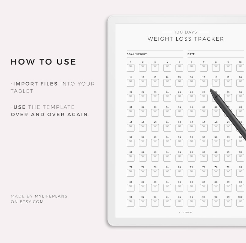 100 Day Weight Loss Tracker for Supernote A5X2/A5X/A5/A6X2/A6X/A6 ...