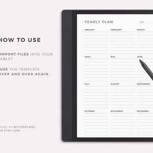 Yearly Overview, Yearly Planner on One Page, Year at a Glance, Undated ...