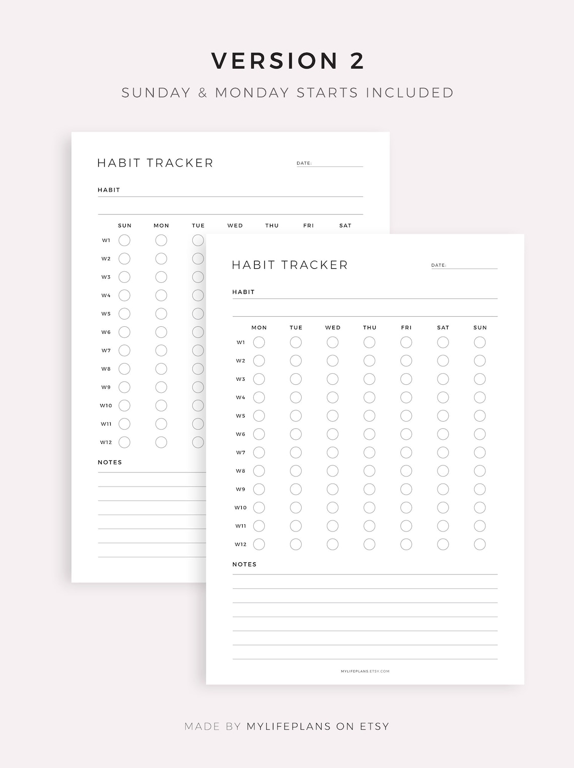 12 Week Habit Tracker Printable Habit Planner Routine - Etsy