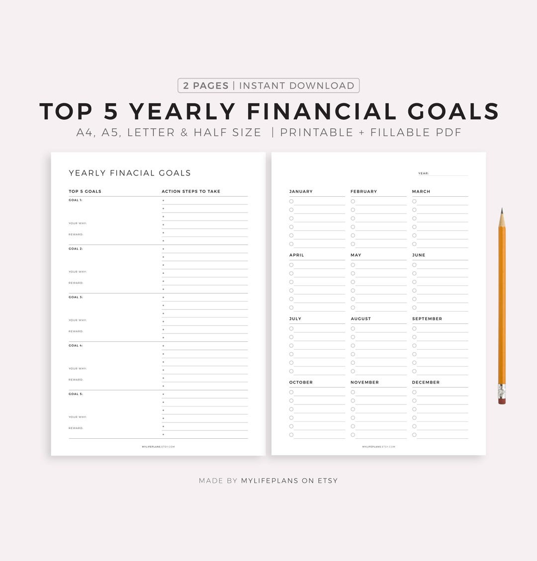 Top 5 Yearly Financial Goals, Goal Setting, Goal Planning, Plan for ...