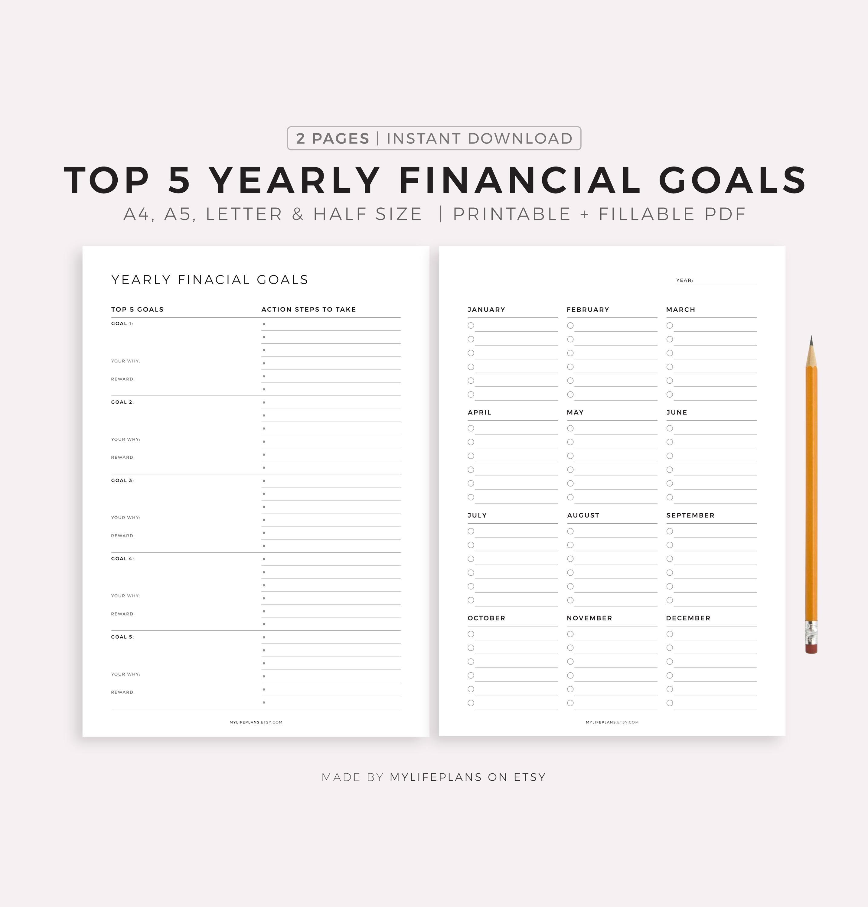 Top 5 Yearly Financial Goals, Goal Setting, Goal Planning, Plan for ...