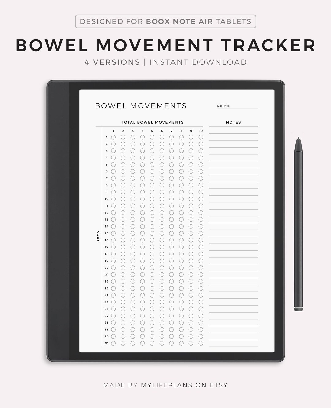 Bowel Movement Tracker for Kindle Scribe, Food Sensitivity Journal, IBS ...
