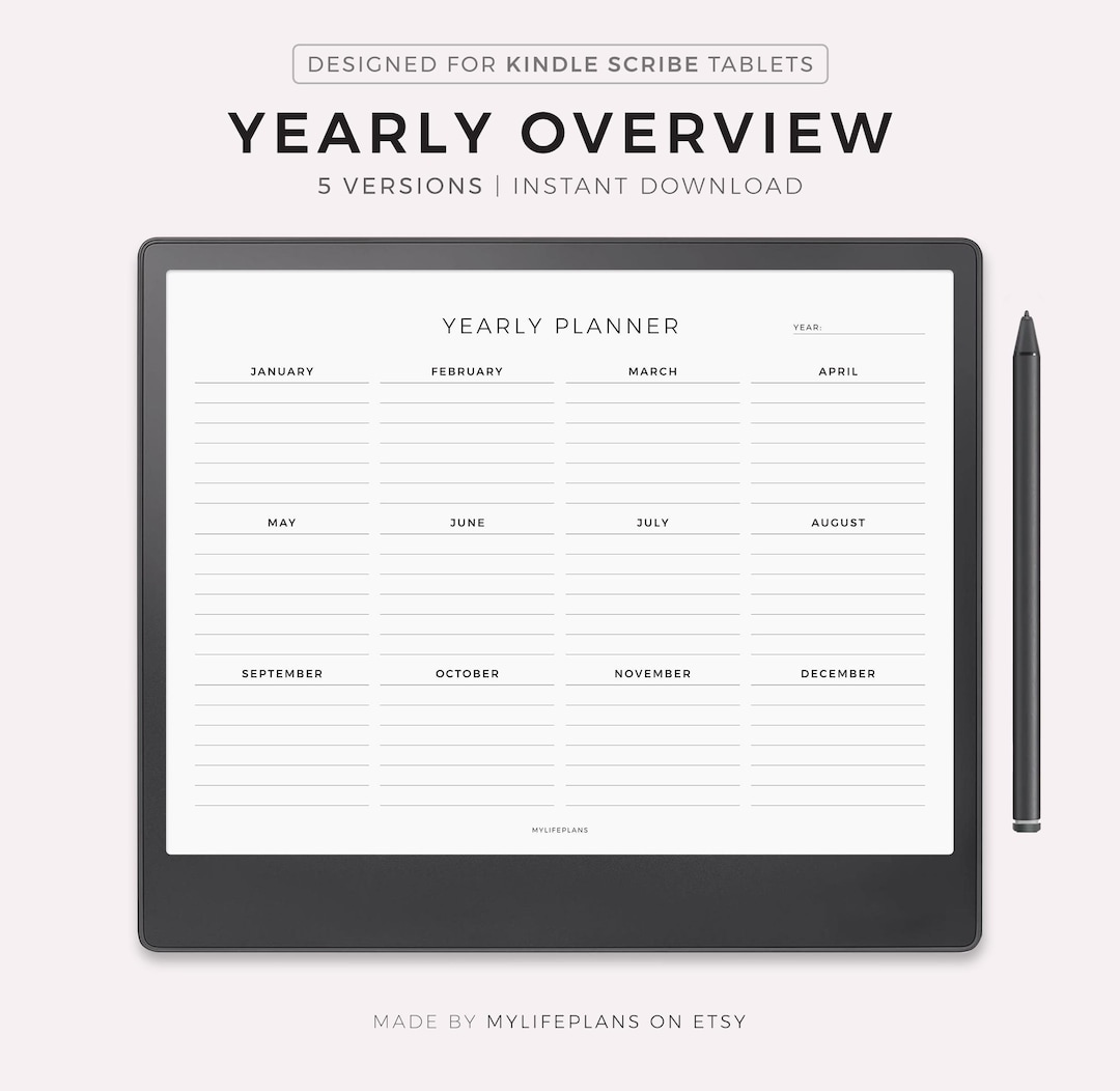 Yearly Overview, Landscape, Yearly Planner, Year at a Glance, Annual ...
