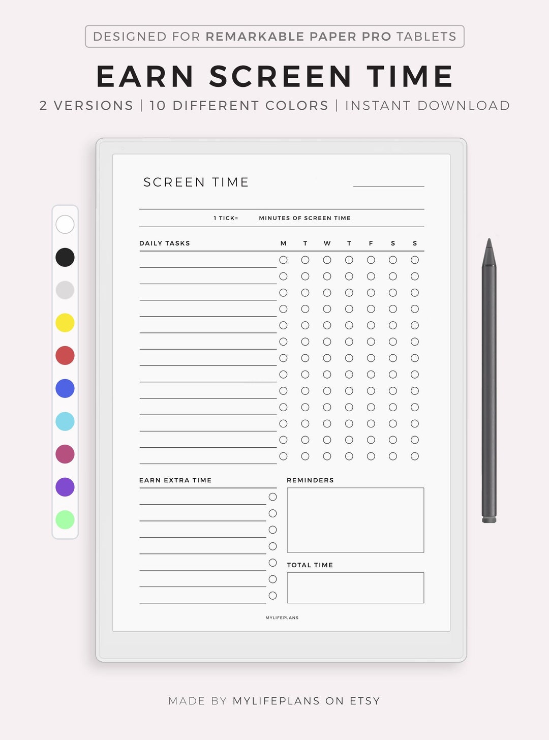 Earn Screen Time Checklist for Teenagers / Kids, Screen Time Chore ...