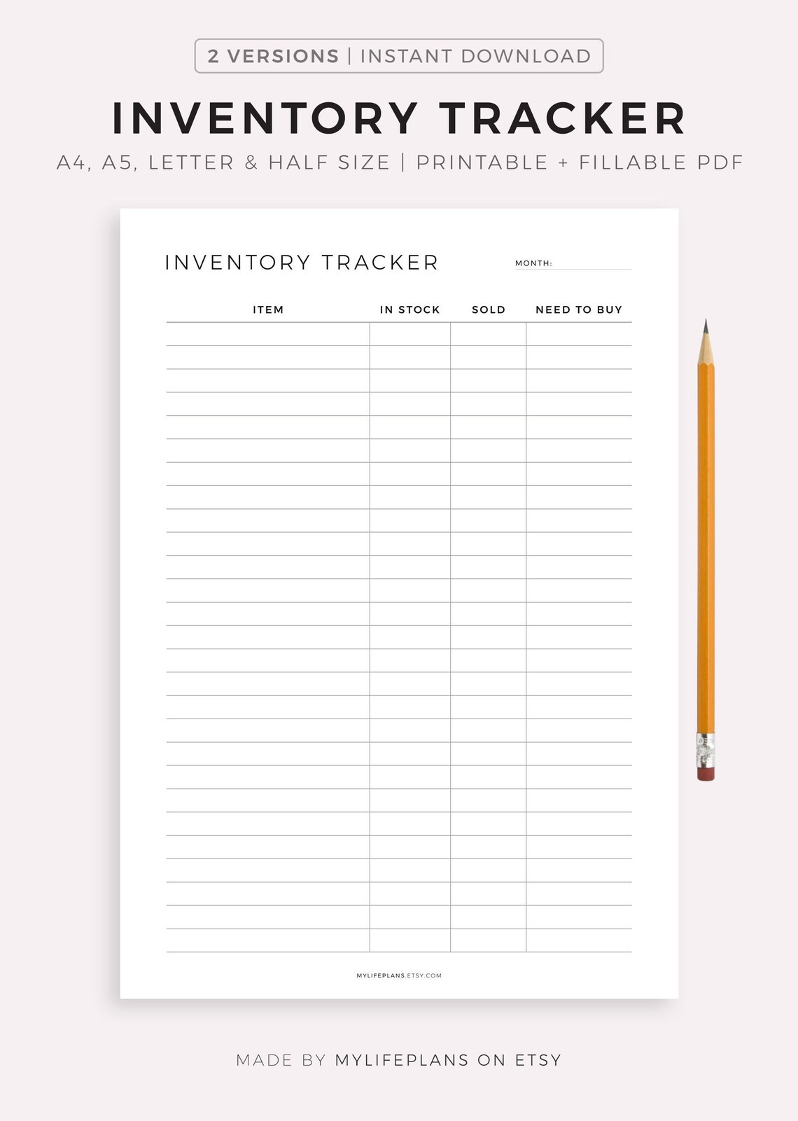 Inventory Tracker Printable Inventory Management Form - Etsy