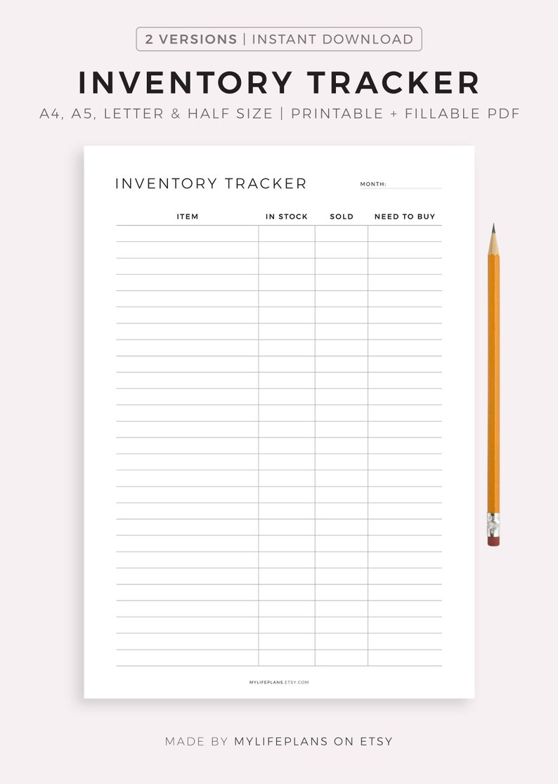Inventory Tracker Printable Inventory Management Form - Etsy