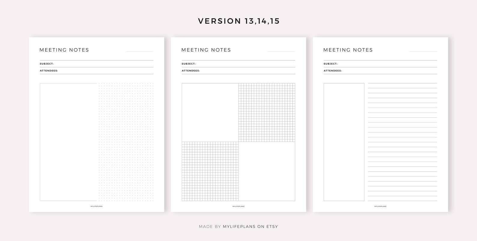 Simple Meeting Notes Digital Templates, Meeting Minutes, Work Notes ...