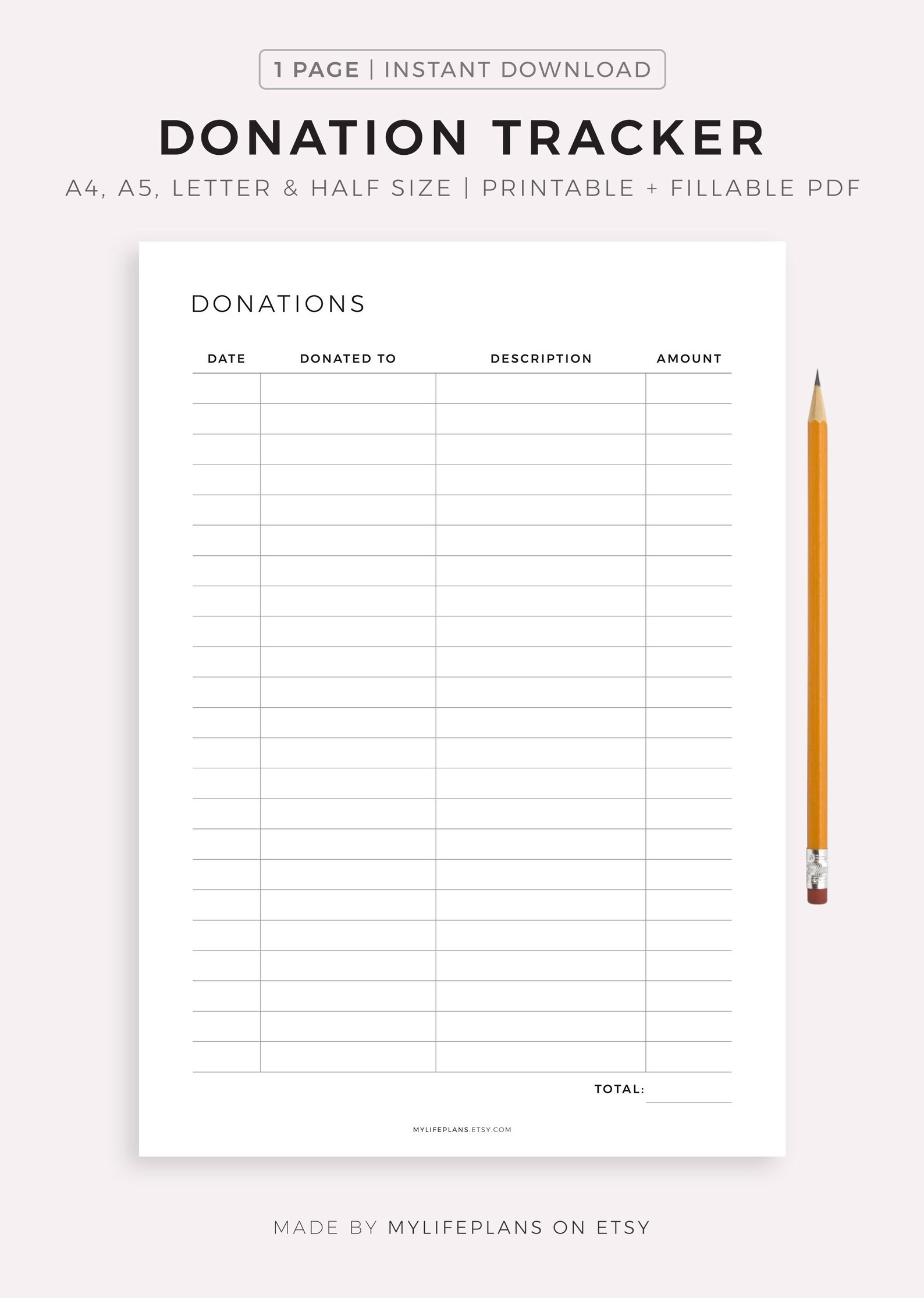 Donation Tracker Printable Tithe Tracker Giving Log - Etsy