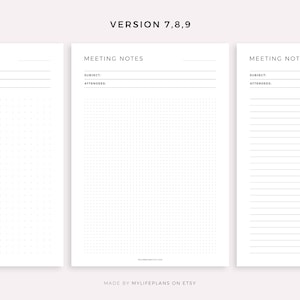 Simple Meeting Notes Printable Templates, Meeting Minutes, Work Notes ...