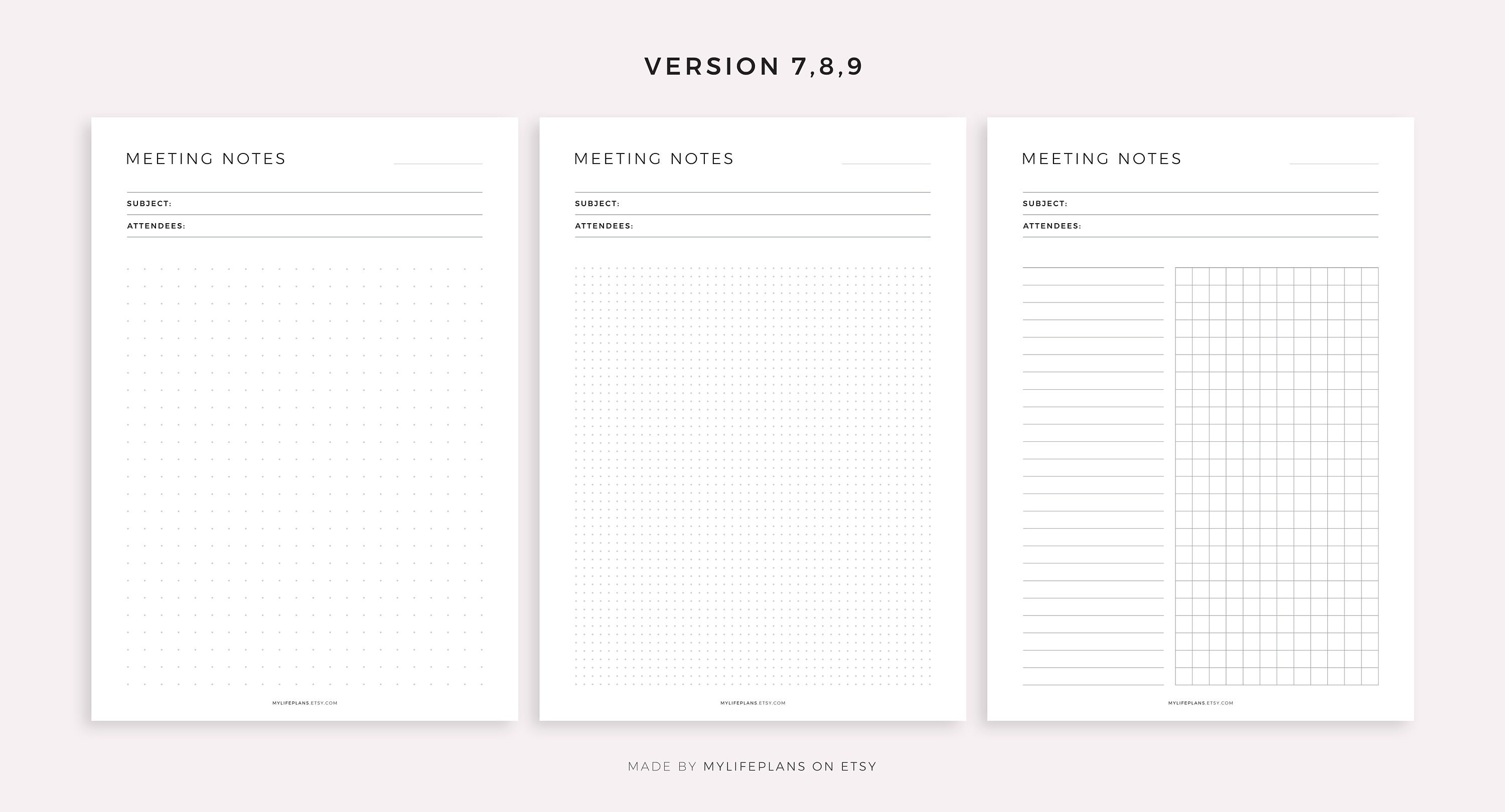 Simple Meeting Notes Printable Templates Meeting Minutes - Etsy