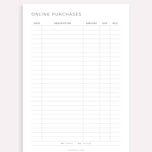 Online Purchases Tracker Printable, Order Tracker Template, Shopping List, Items to Buy, A4/a5 ...