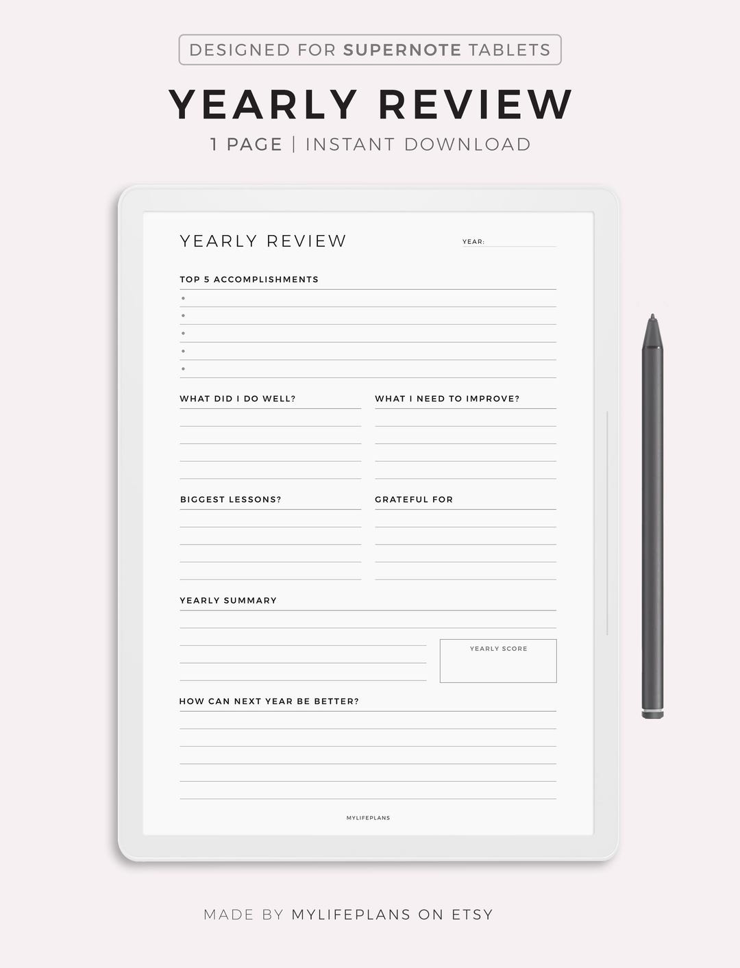 Yearly Review, Yearly Reflection, Annual Review, Yearly Goals Review ...