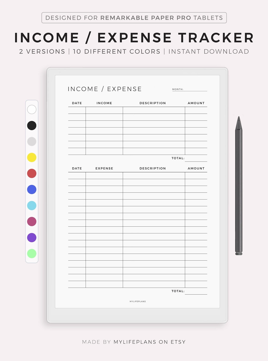 Income Tracker, Expense Tracker, Financial Planner, Monthly Budget ...