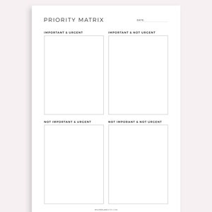 Priority Matrix Printable, Decision Matrix, Eisenhower Matrix, My ...